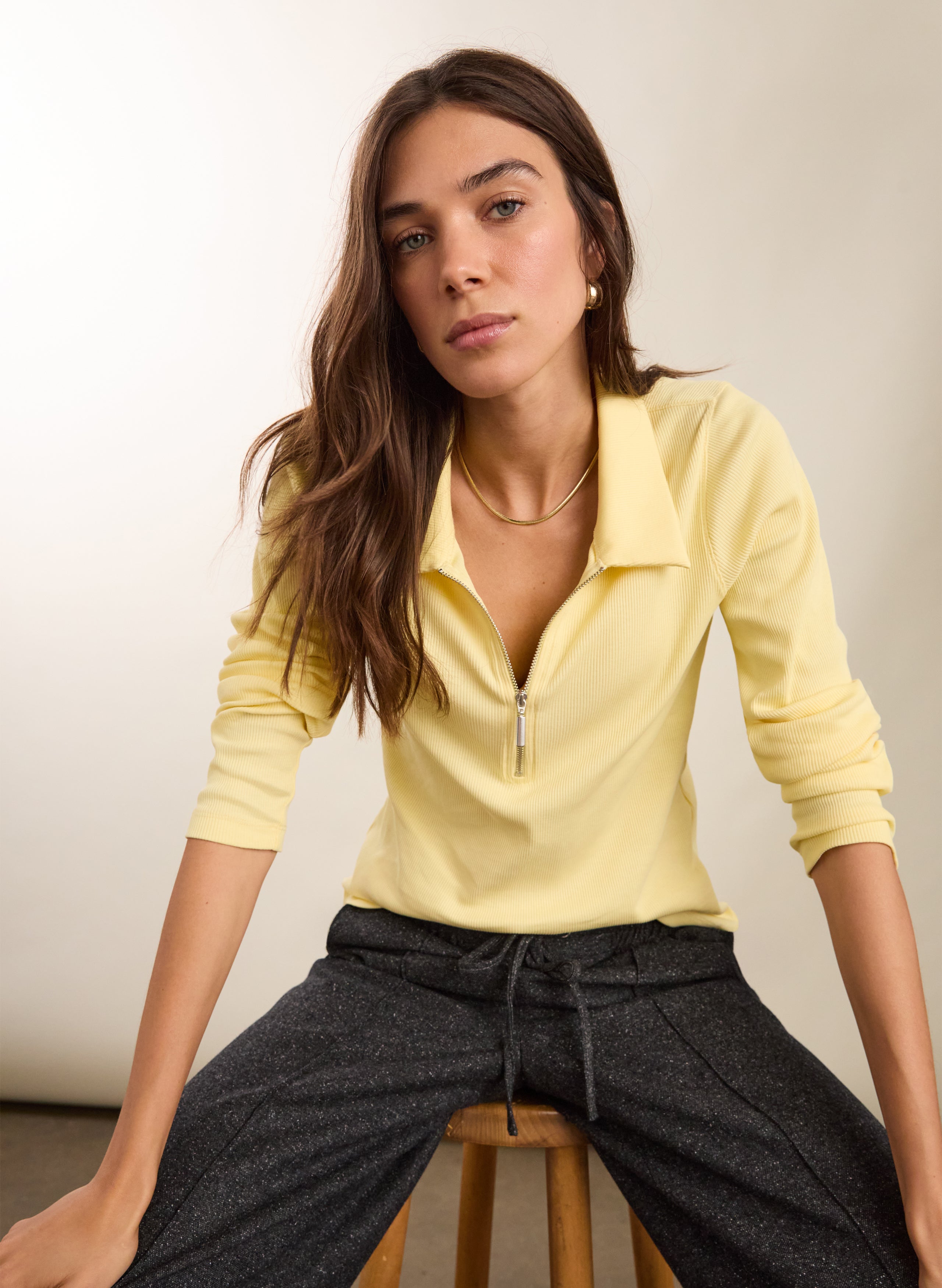 Project Cece | Organic Cotton Zip Collar Top